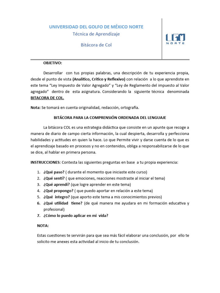 Bitacora de Col | PDF