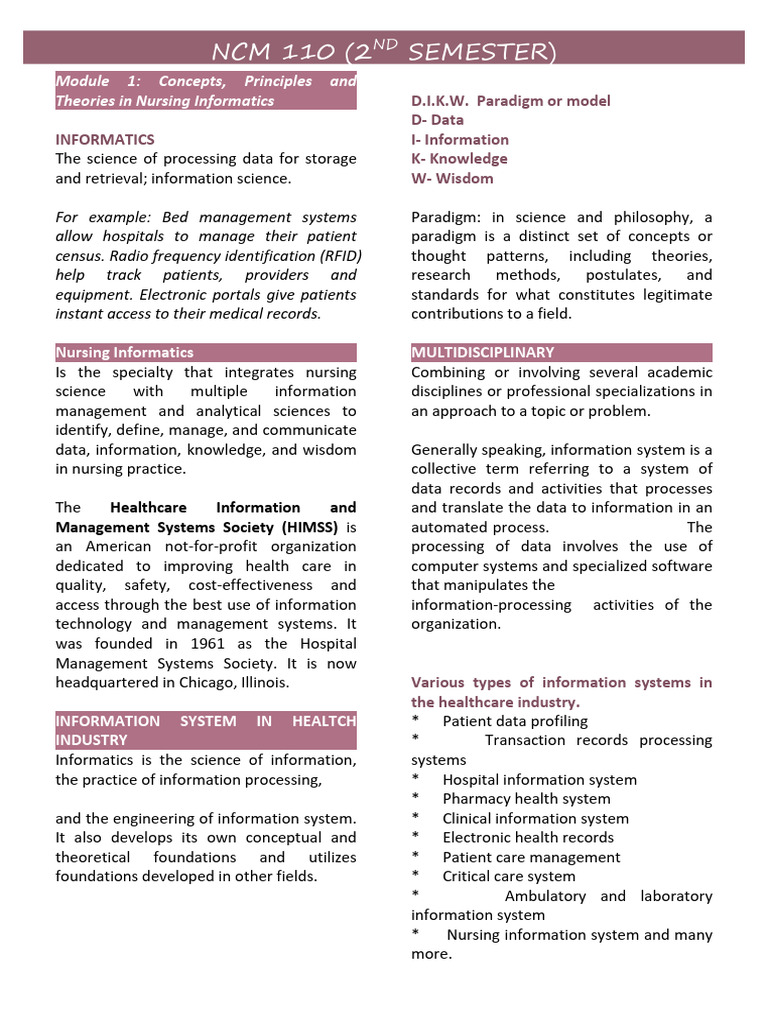 NCM 110 Transes 2ND Sem | PDF | Computer Data Storage | Evidence Based Medicine