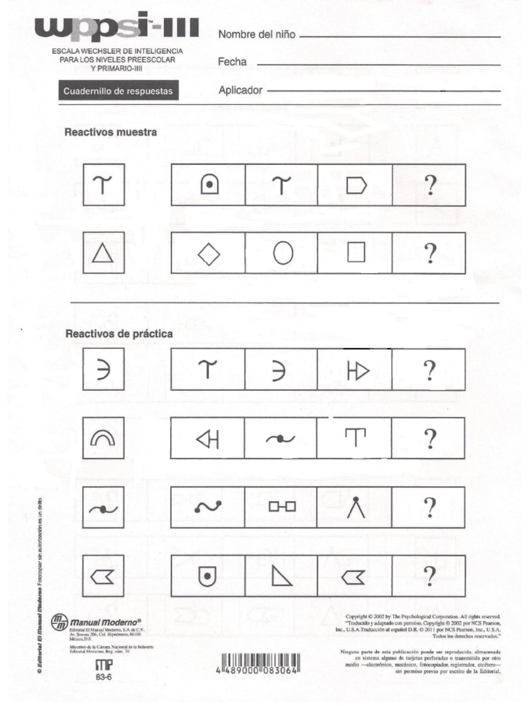 Cuadernillo Wppsi | PDF