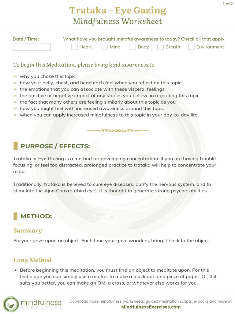Trataka - Eye Gazing | PDF | Meditation | Mindfulness