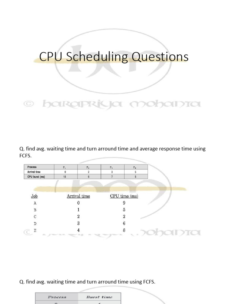 Cpu Scheduling Questions Pdf