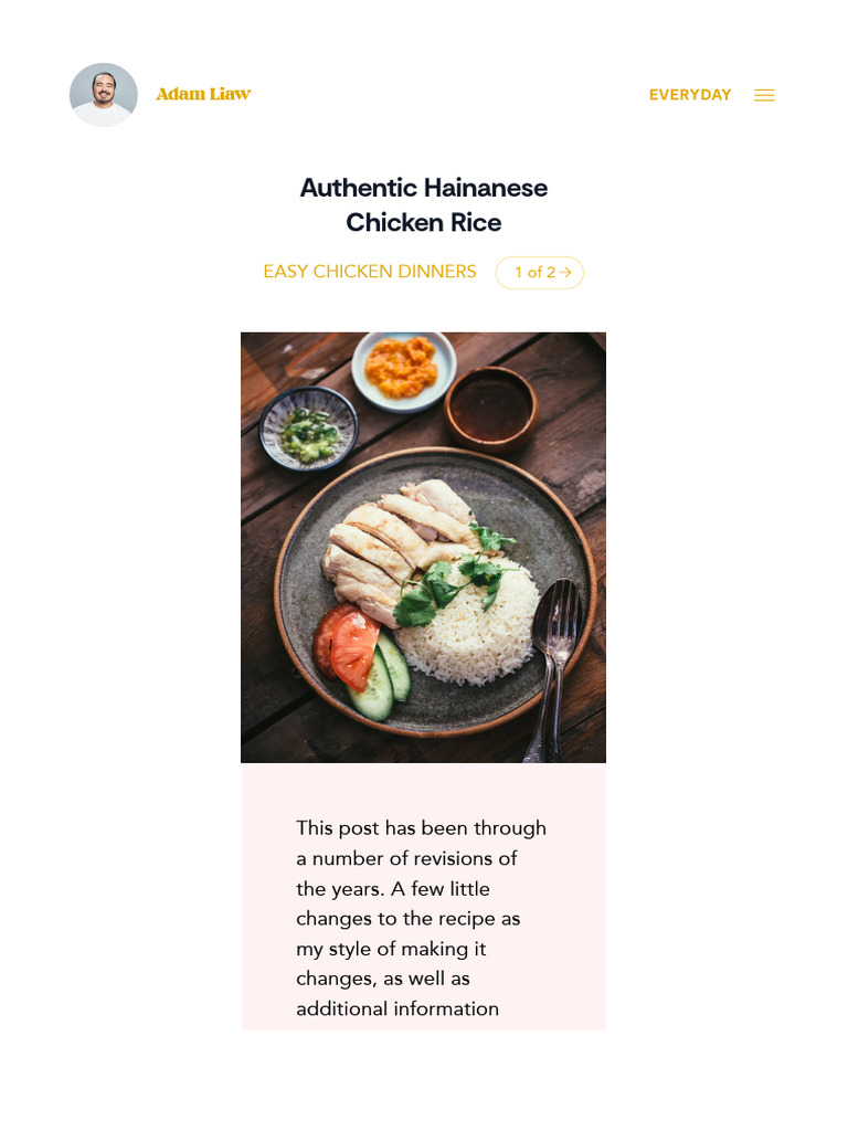 Chicken Rice - Adam Liaw | PDF