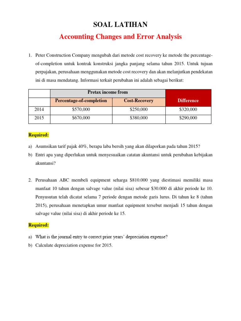 Soal Latihan Accounting Error | PDF | Bisnis | Teknologi & Rekayasa