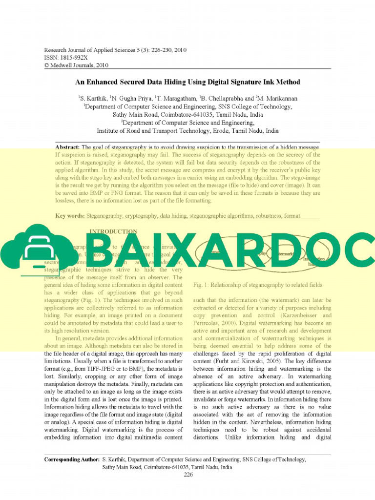 An Enhanced Secured Data Hiding Using Digital Signature Ink Pdf
