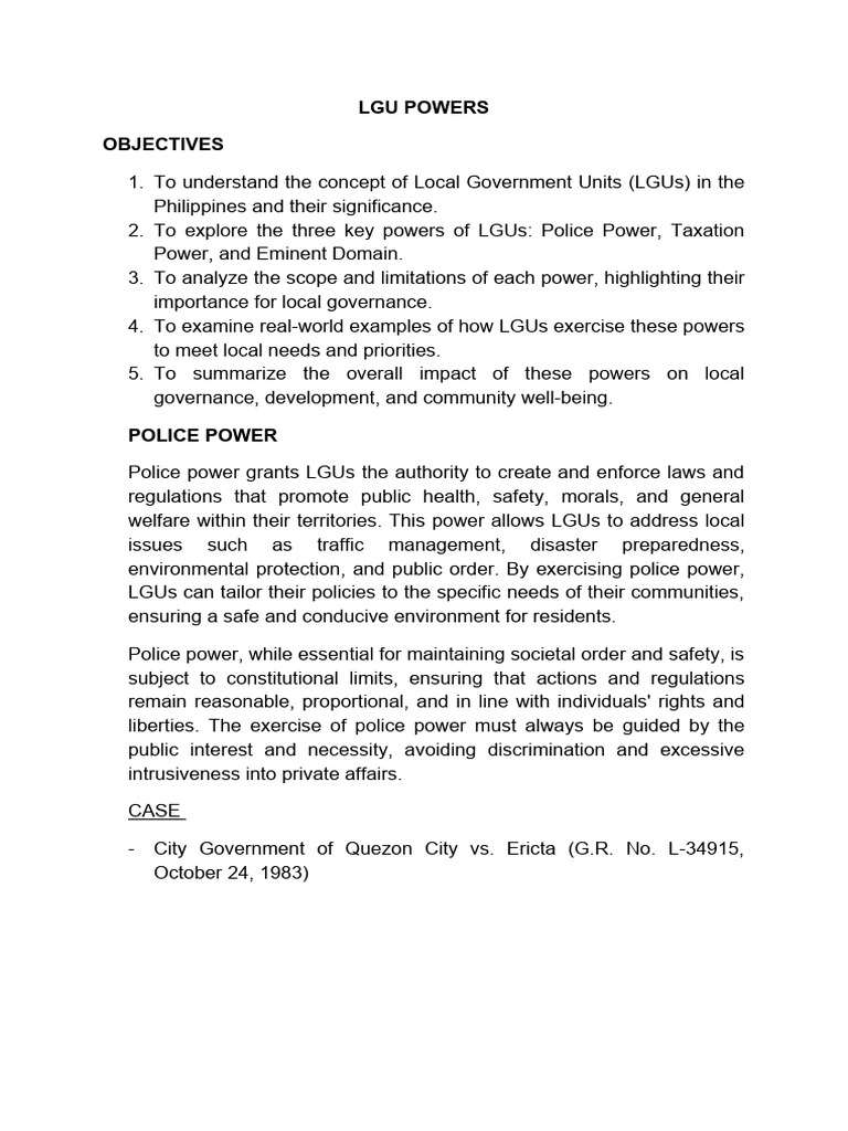 Lgu Powers | PDF | Taxes | Eminent Domain