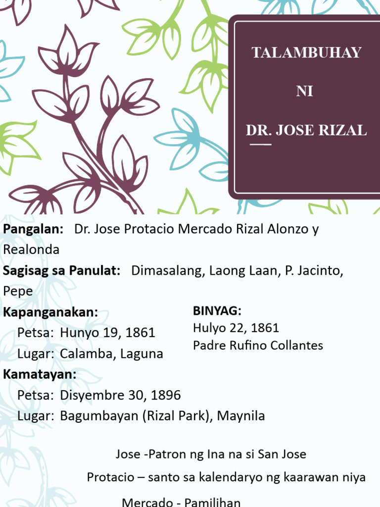 K.Talambuhay Ni Rizal | PDF