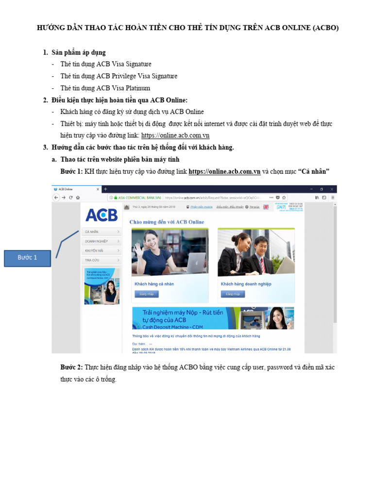 Huong Dan Thao Tac Hoan Tien ACBO | PDF