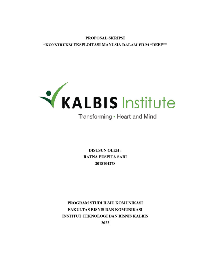 Proposal Skripsi - "Konstruksi Eksploitasi Manusia Dalam Film "Deep"" - Ratna Puspita Sari ...