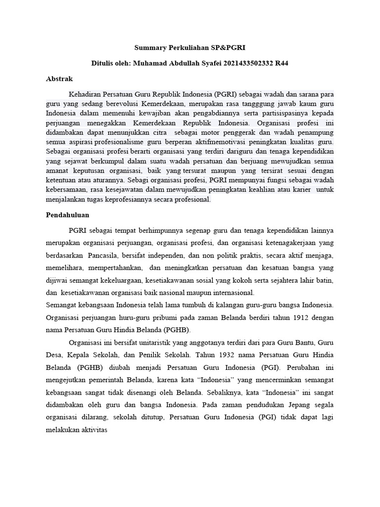 Tugas MataKuliah SP&PGRI (UAS) | PDF