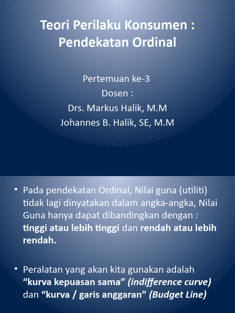 M3 Teori Perilaku Konsumen Ordinal | PDF