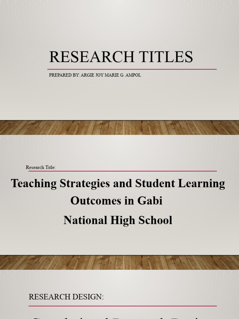 Sample Research Titles | PDF | Motivational | Motivation