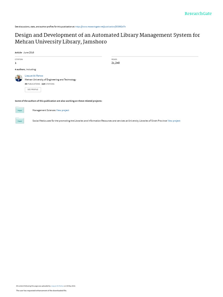 Designand Dedelopmentofan Automated Library Management Systemfor Mehran University Library ...
