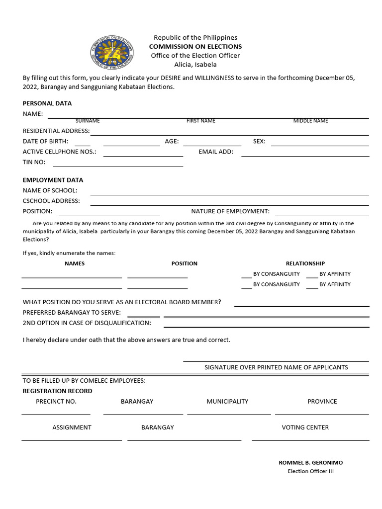 Eb Application Form | PDF