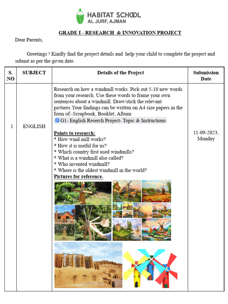 Grade 1 - Research and Innovation Project 2023 | PDF