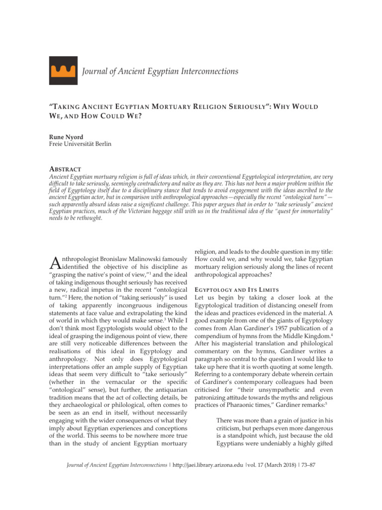 2018 Taking Ancient Egyptian Mortuary Re | PDF