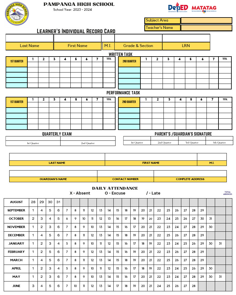 Learners INDIVIDUAL RECORD CARD | PDF
