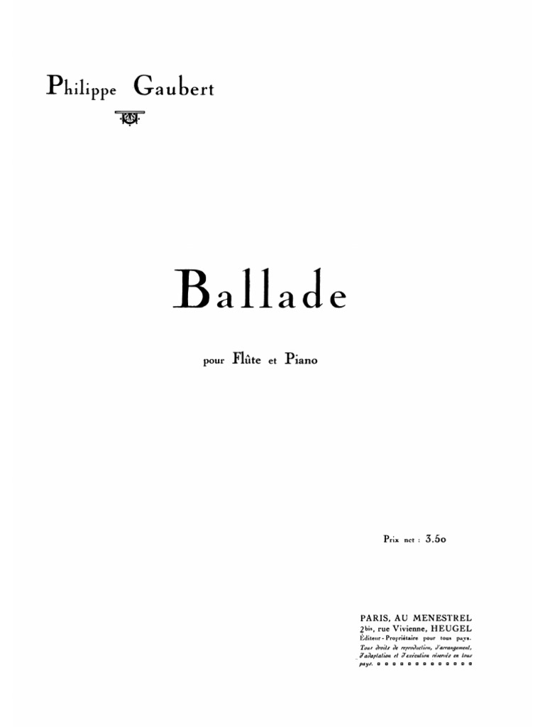 Gaubert - Ballade - Piano e Flauto | PDF