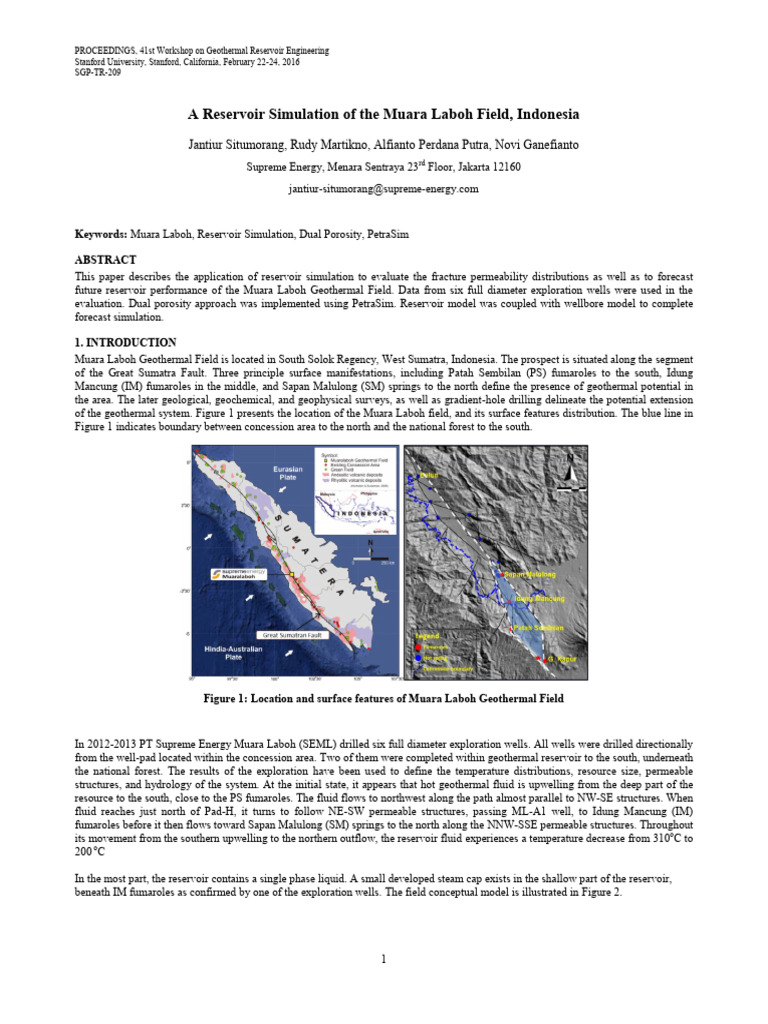 A Reservoir Simulation of The Muara Laboh Field, Indonesia | PDF ...