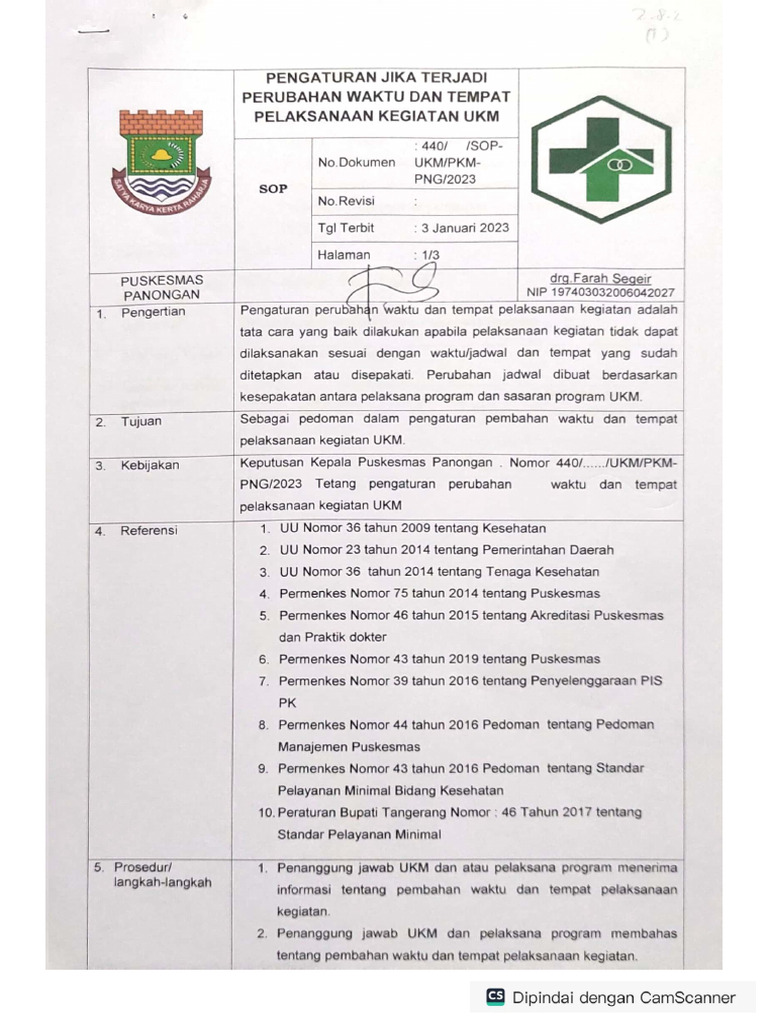Sop Perubahan Waktu Bab II 2.8.2 Ep 1 | PDF