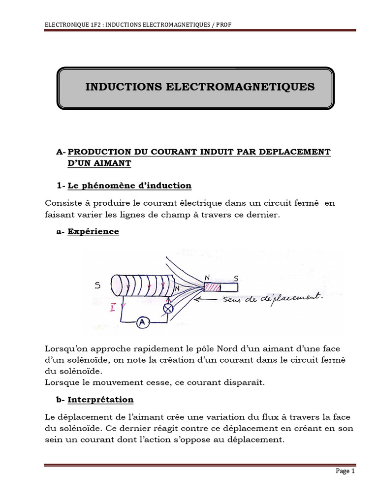 2 INDUCTION ELECTROMAGNETIQUE Prof - Copie | PDF