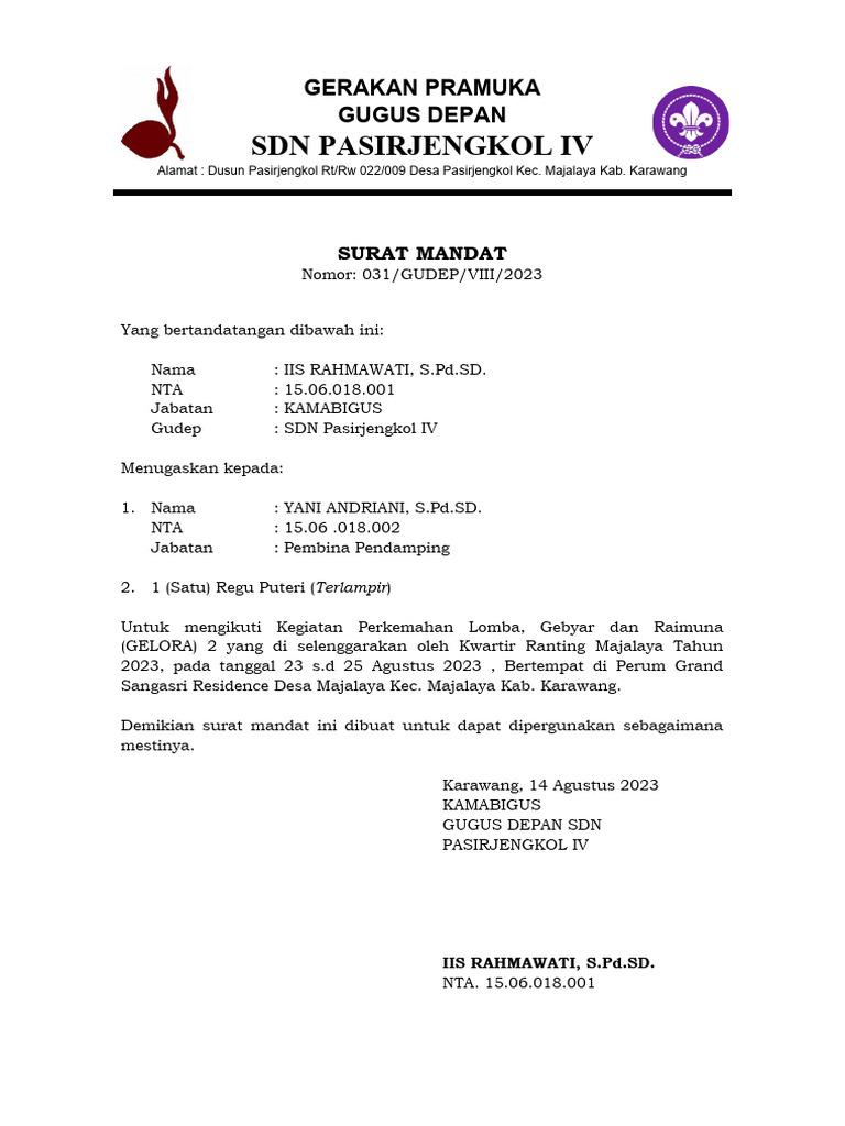 Surat Mandat | PDF