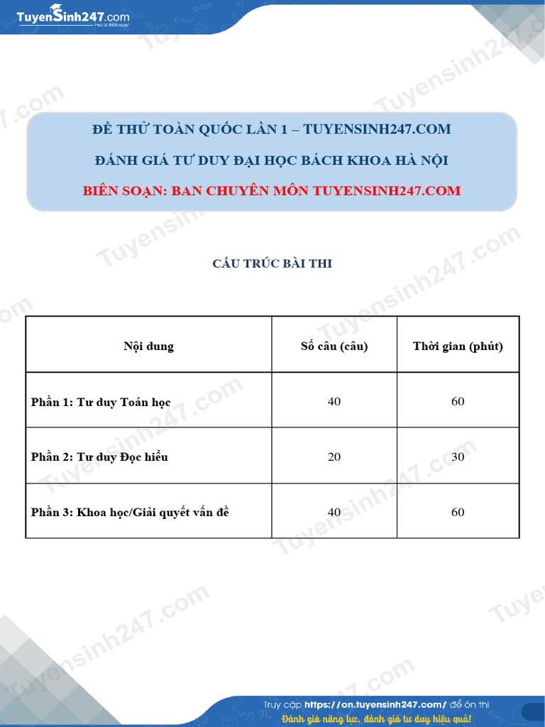 De Thi Thu DGTD Bach Khoa 2023 Lan 1 | PDF