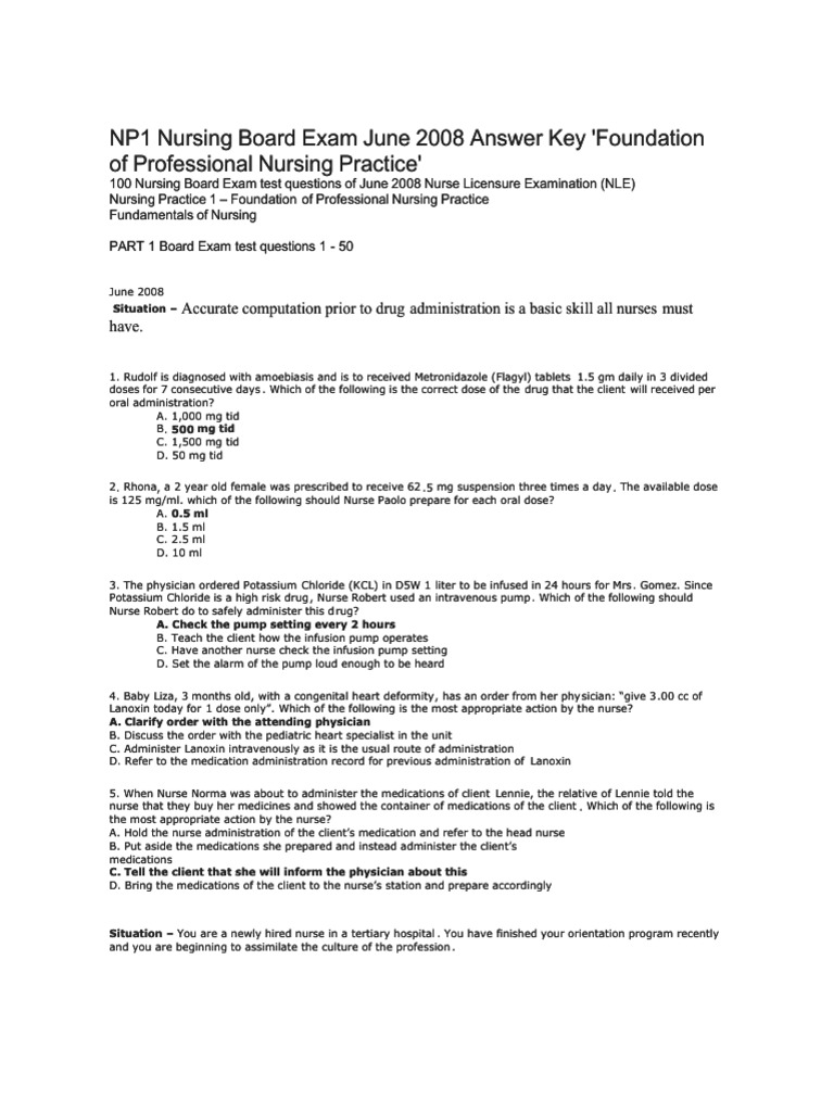 June 2008 Nursing Exam Answer Key | PDF | Nursing | Oral Hygiene