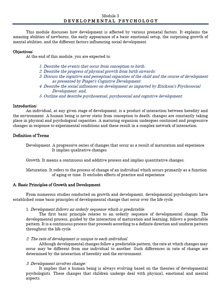 General Psychology-Module 3 | PDF | Cognitive Development | Attachment ...