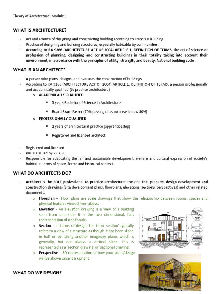 Theory of Architecture Lesson 1 | PDF