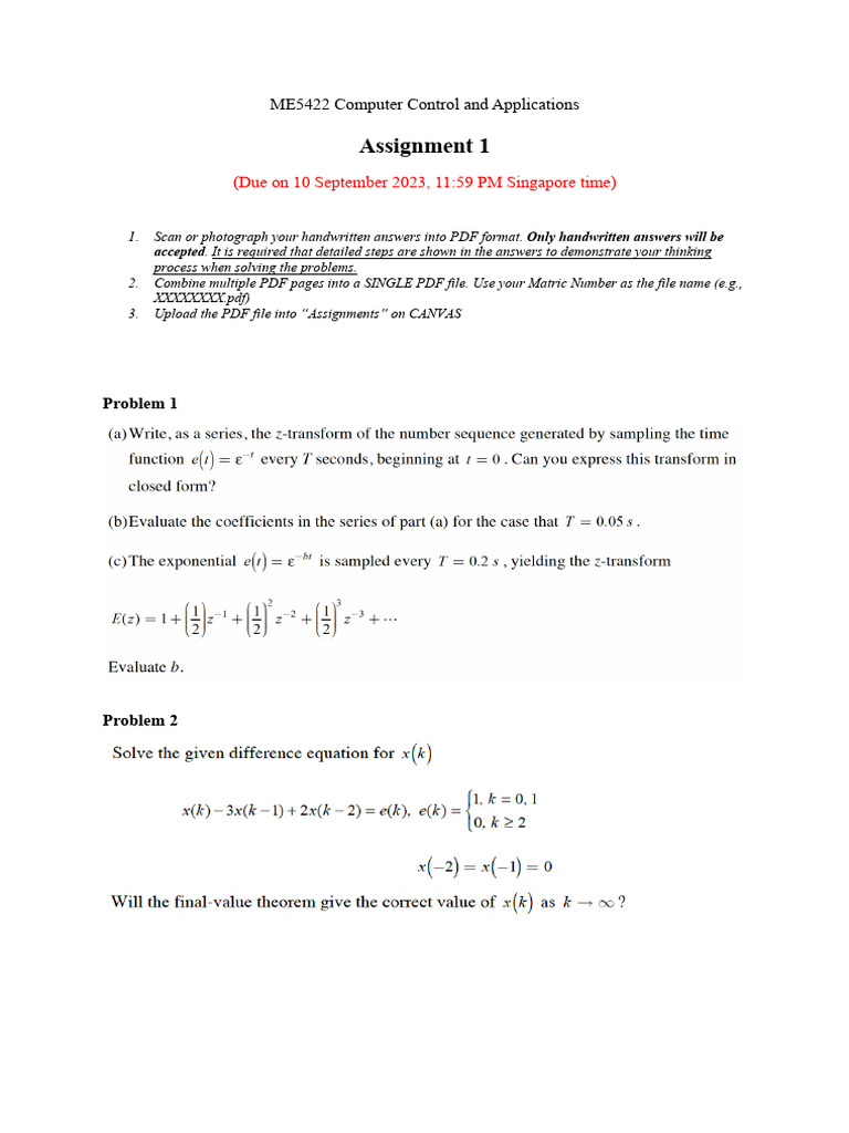 ME5422 Assignment 1 v2 | PDF
