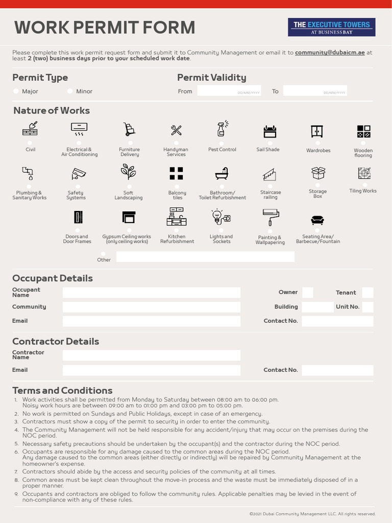 Minor Work Form-The Executive Towers (2) - Copie 2 | PDF