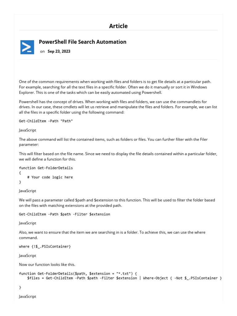 PowerShell File Search Automation | PDF