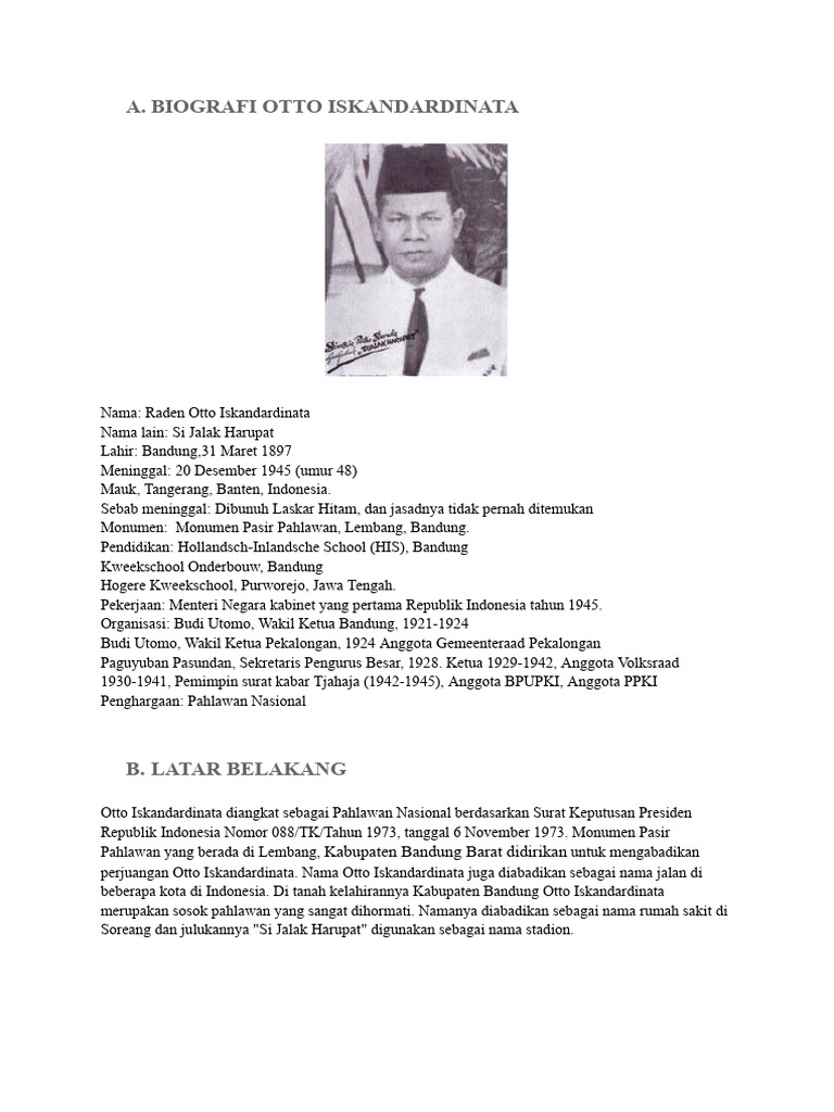 Biografi Otto Iskandardinata | PDF | Ilmu Sosial