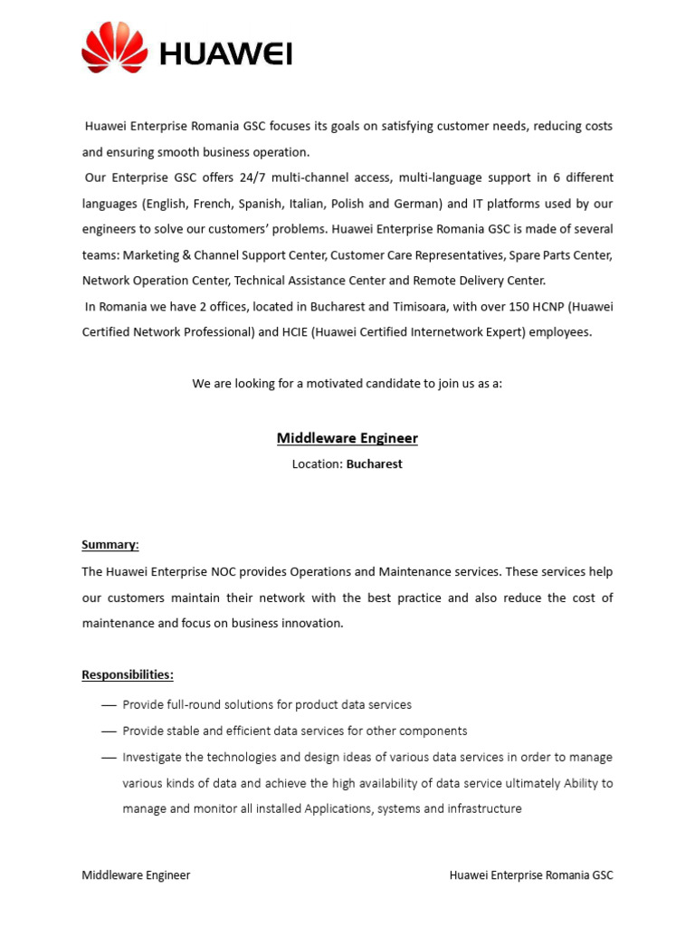 NOC Middleware Engineer | PDF | Business