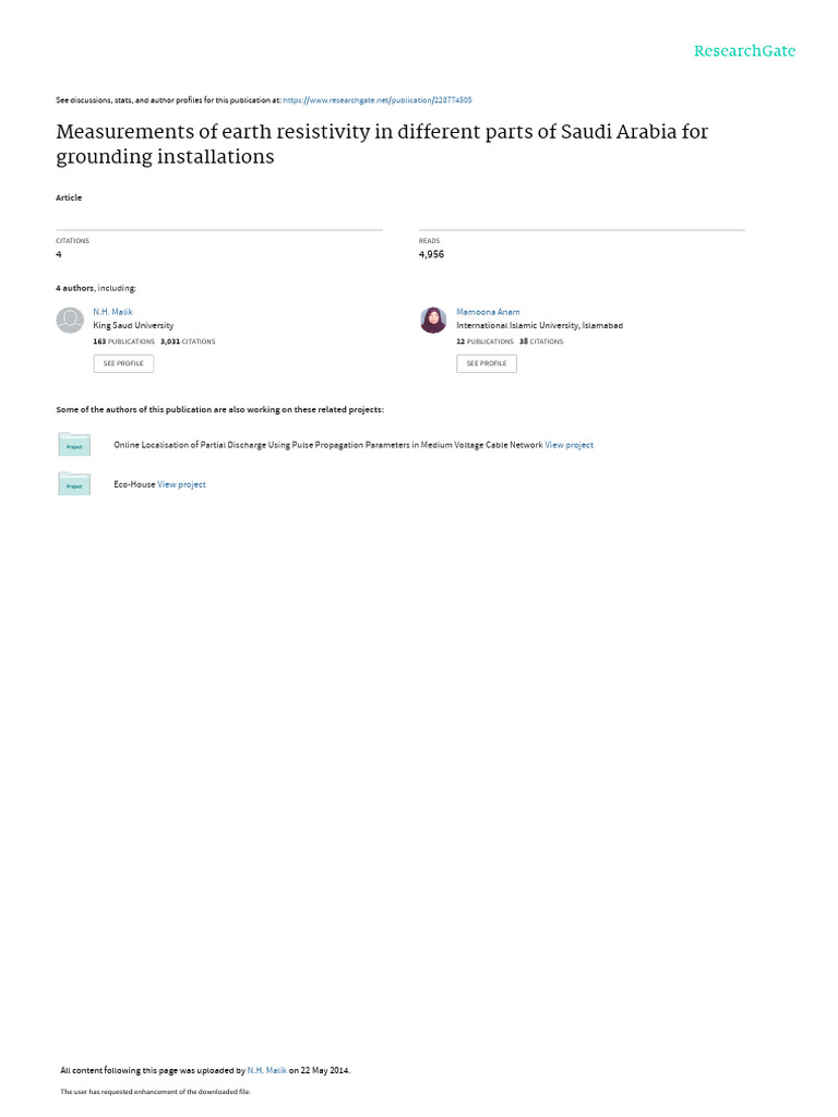 Measurements of Earth Resistivity in Different Par | Download Free PDF ...