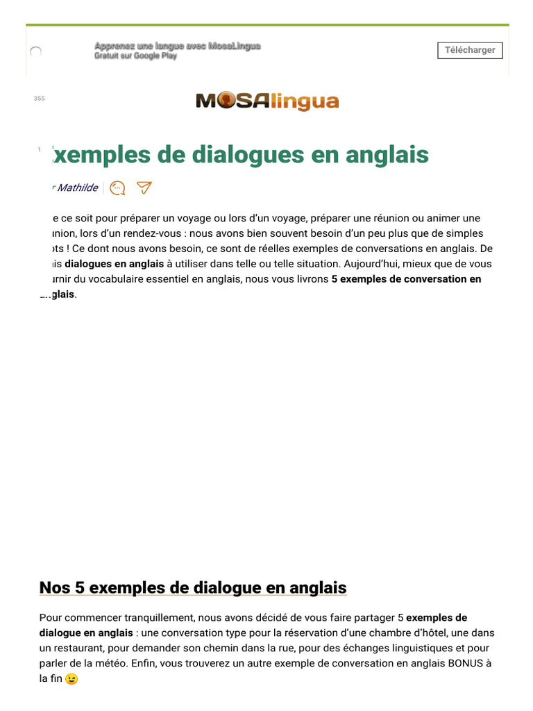 Exemples de dialogues en anglais | PDF | Langue anglaise | Langue française