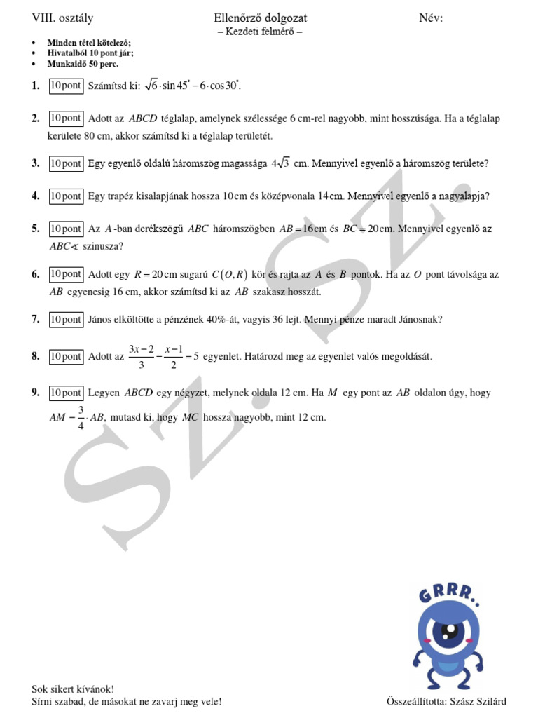 EXI 8 Kezdeti Felmérő | PDF