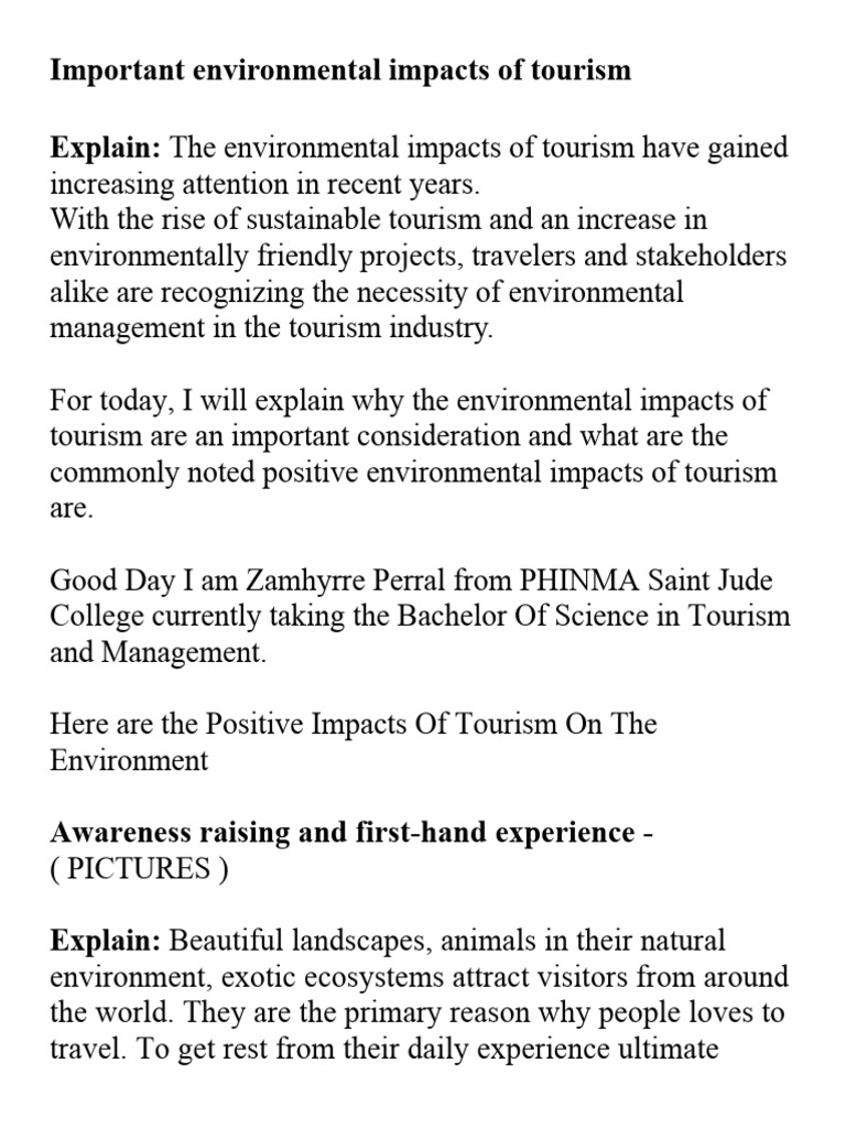 Important Environmental Impacts of Tourism | PDF | Tourism | Sustainability