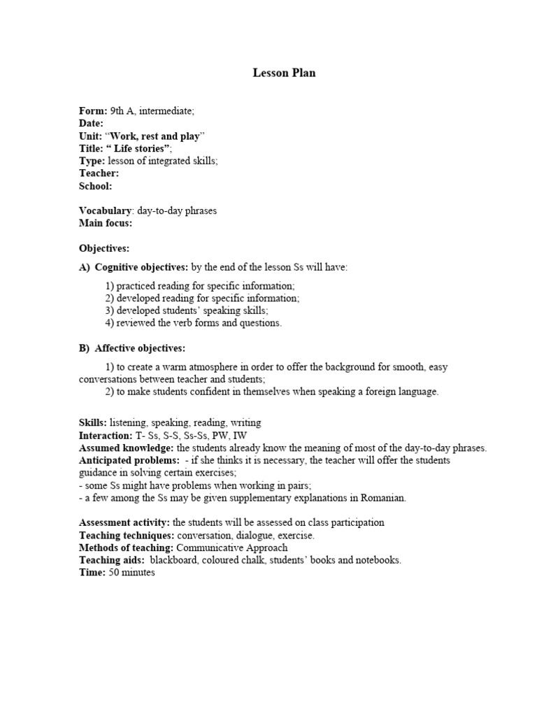 Lesson Plan | Download Free PDF | Lesson Plan | Communication