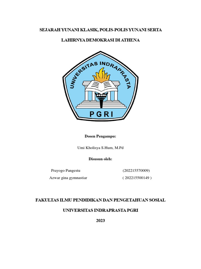 Makalah Yunani Klasik Dan Polis Lahirnya Demokrasi Di Athena | PDF ...