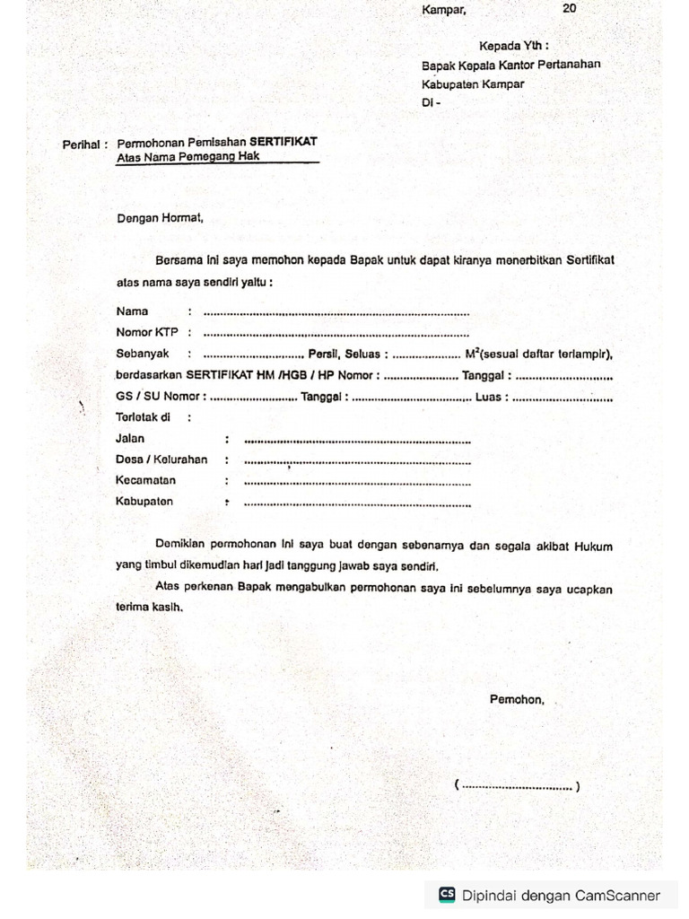 Blanko Pendaftaran SHM | PDF