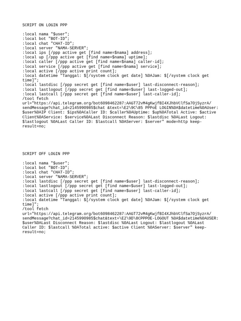 Script Bot Telegram PPP ONOFF | PDF