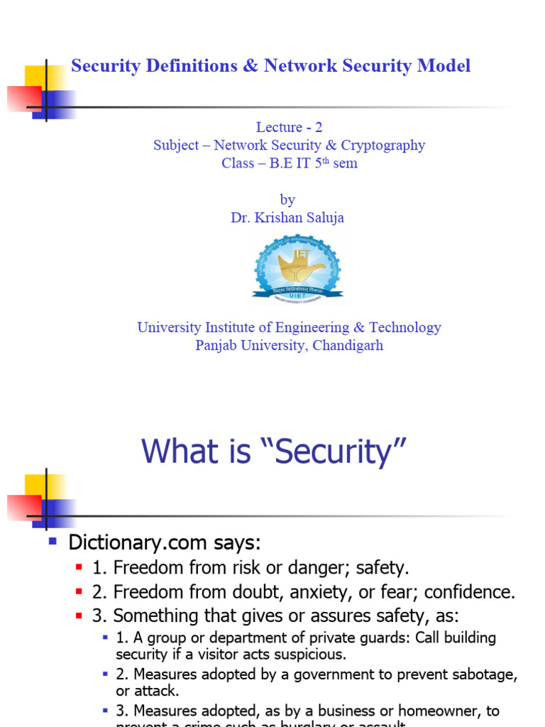 Krishan-Lecture 2 (2022-2023) Introduction To Network Security and Its Model | PDF | Information ...
