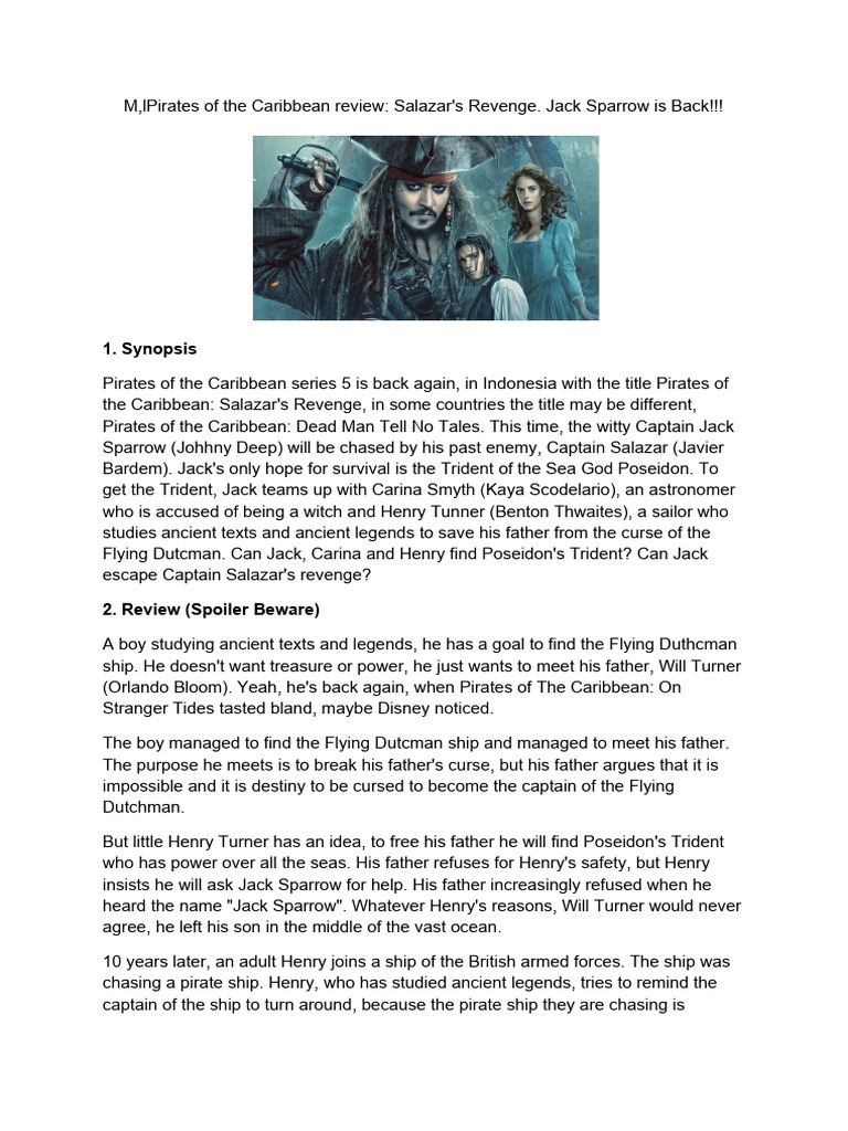 Pirates of The Caribbean Review | PDF