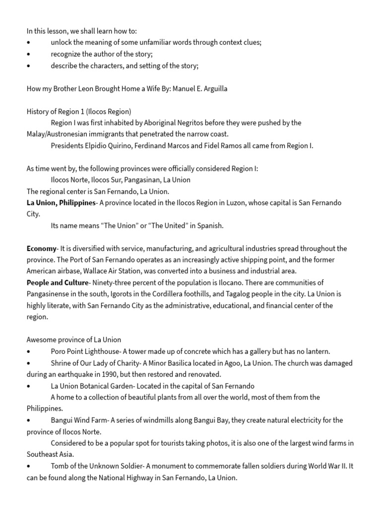 Overview of "How My Brother Leon..." | PDF | Philippines | Southeast Asia
