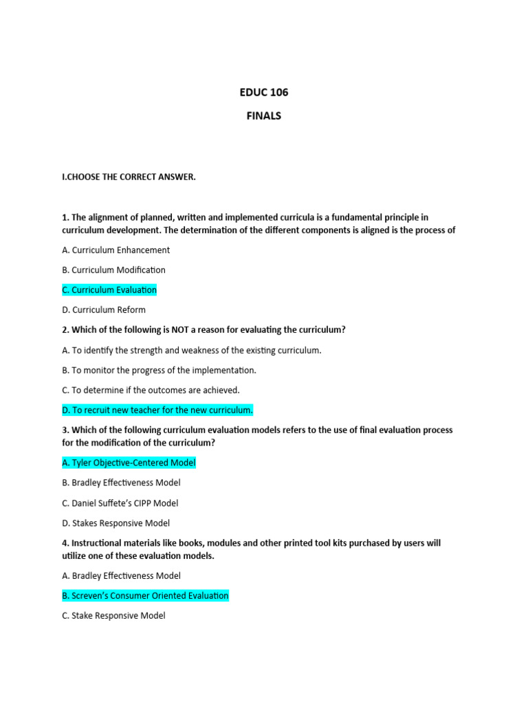 Educ 106 - Finals | PDF | Curriculum | Educational Assessment Educ 106 - Finals | PDF | Curriculum | Educational Assessment