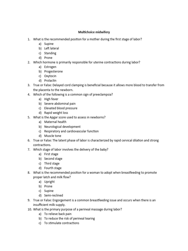 Multichoice Midwifery | Download Free PDF | Childbirth | Pregnancy