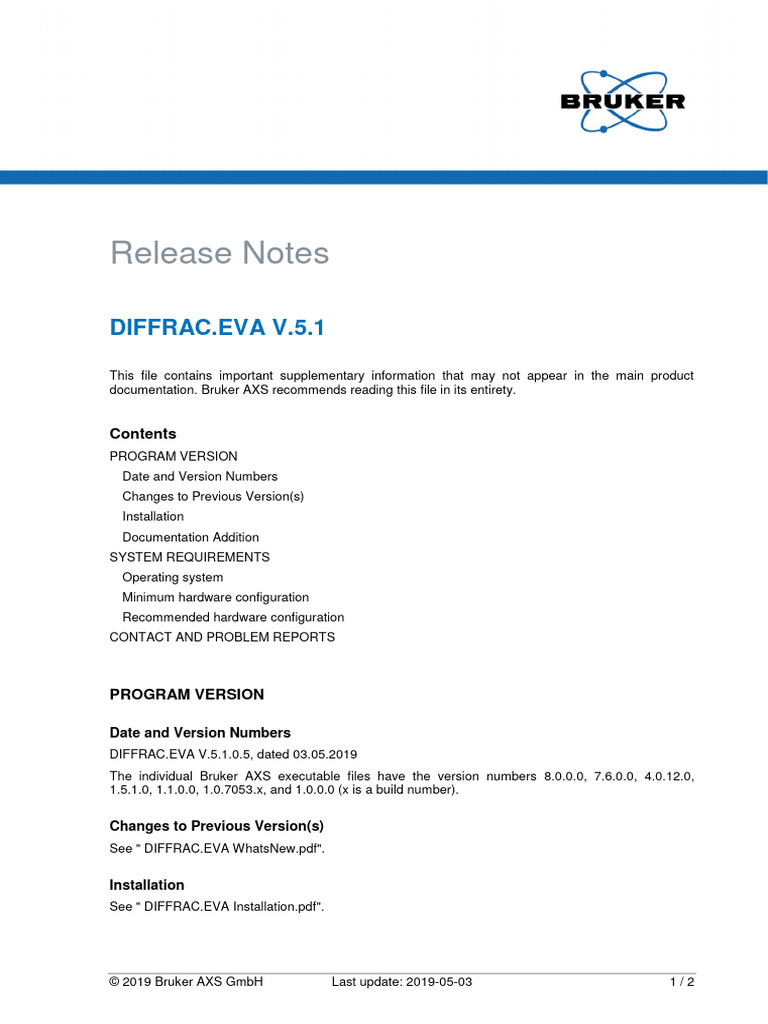 DIFFRAC.EVA V.5.1 Release Notes | PDF | Operating System | Solid State ...