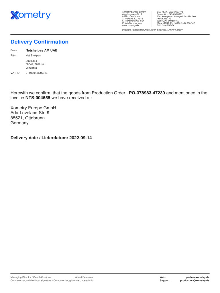 LR 34775 Delivery Note | PDF