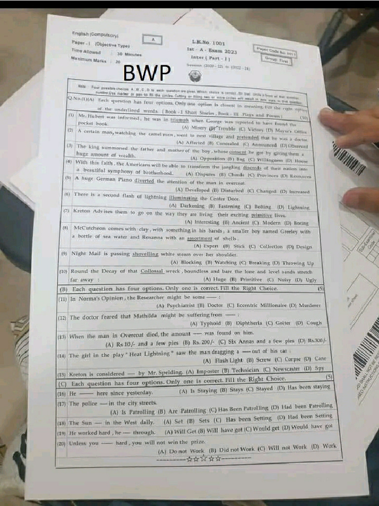 1st Year 2023 English Papers | PDF